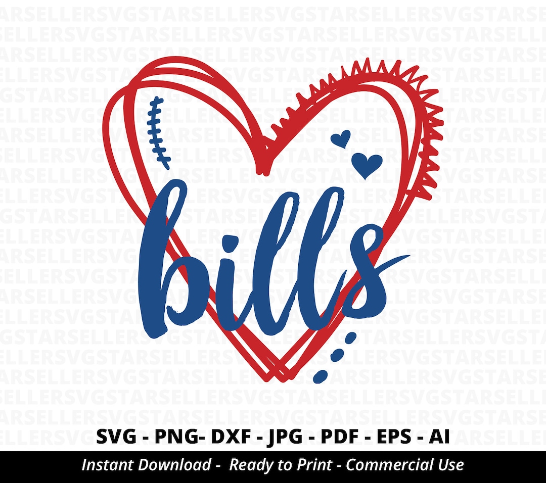 Bills Heart SVG PNG, Football Mascot SVG for Bills Mom & Cheer Spirit ...