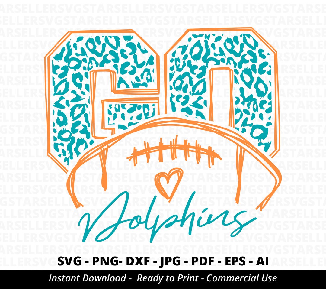 Go Dolphins Football SVG PNG, Leopard Dolphins Mascot Cut File, School ...