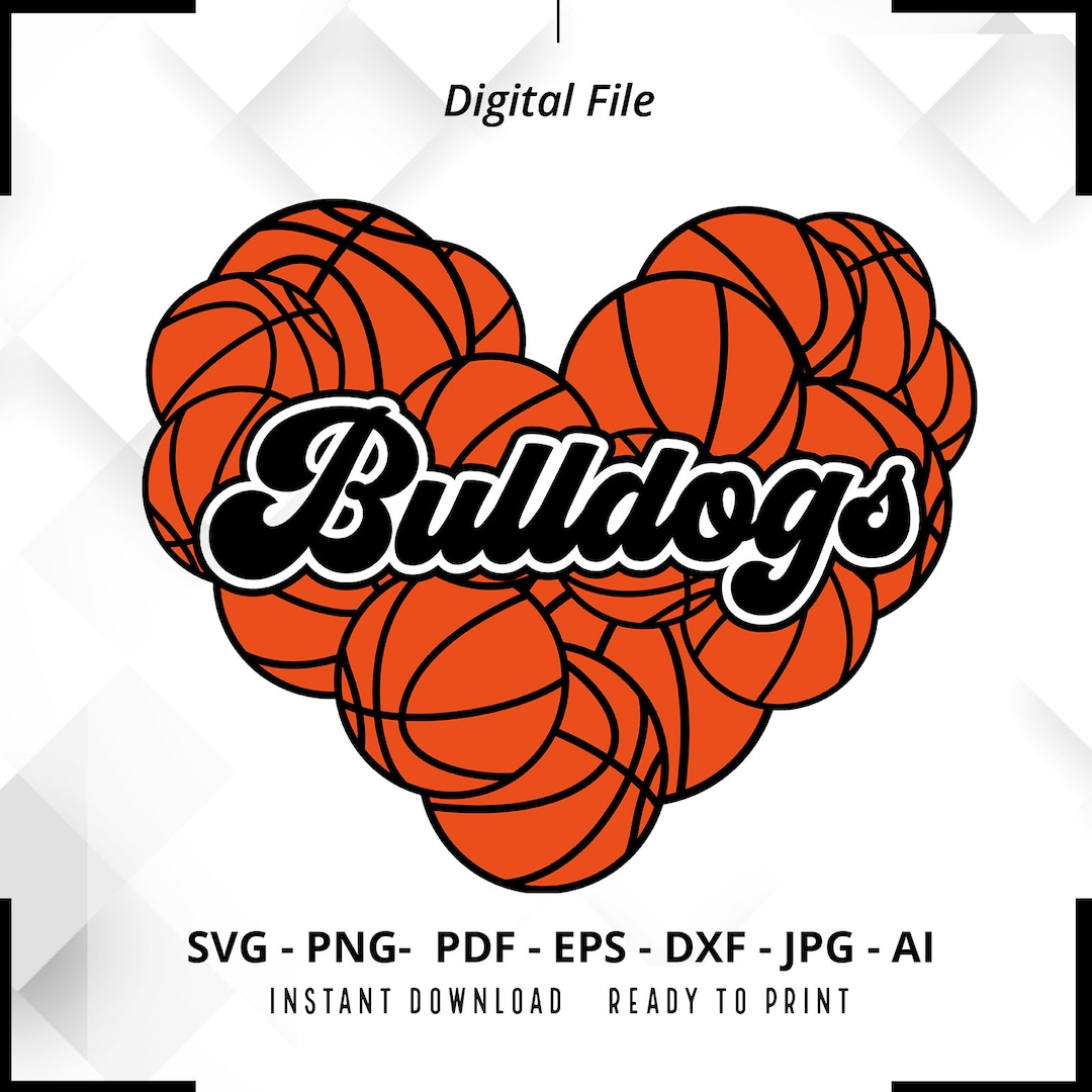 Bulldogs Heart SVG PNG, Bulldogs Svg, Bulldogs Basketball Svg, Heart ...