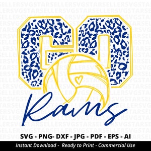 Go Rams Volleyball Svg,leopard Rams Svg,volleyball Mom Svg,rams Svg ...