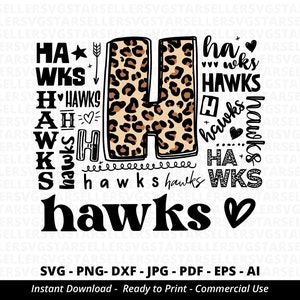 Hawks SVG Png,hawks Mascot Svg,hawks Football Svg,hawks Leopard ...