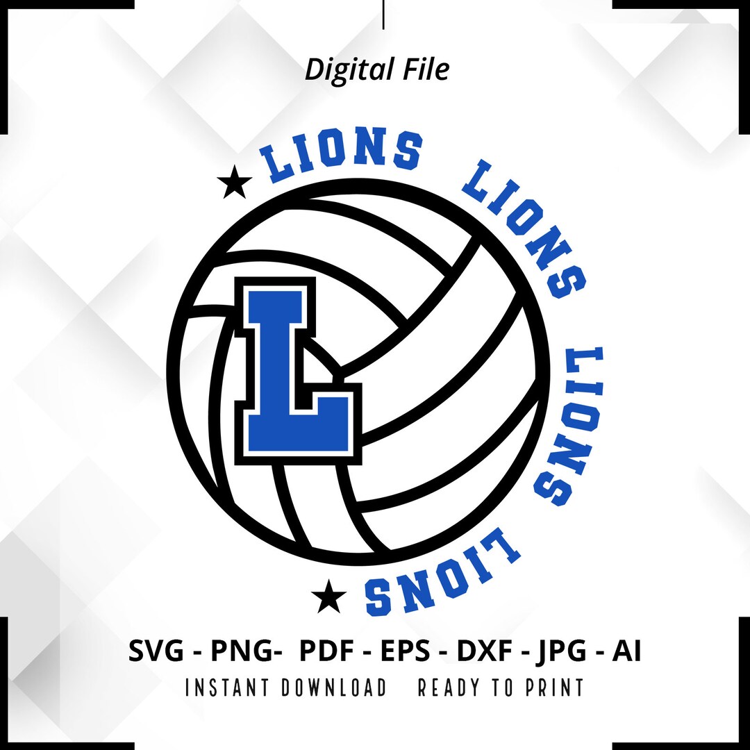 Lions Volleyball SVG PNG, Lions Svg, Lions Cheer Svg, Volleyball Svg ...