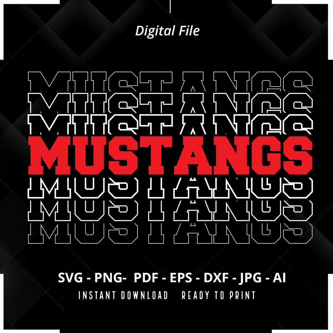 Mustangs Team Mascot SVG, Stacked Design (digital File) - Etsy