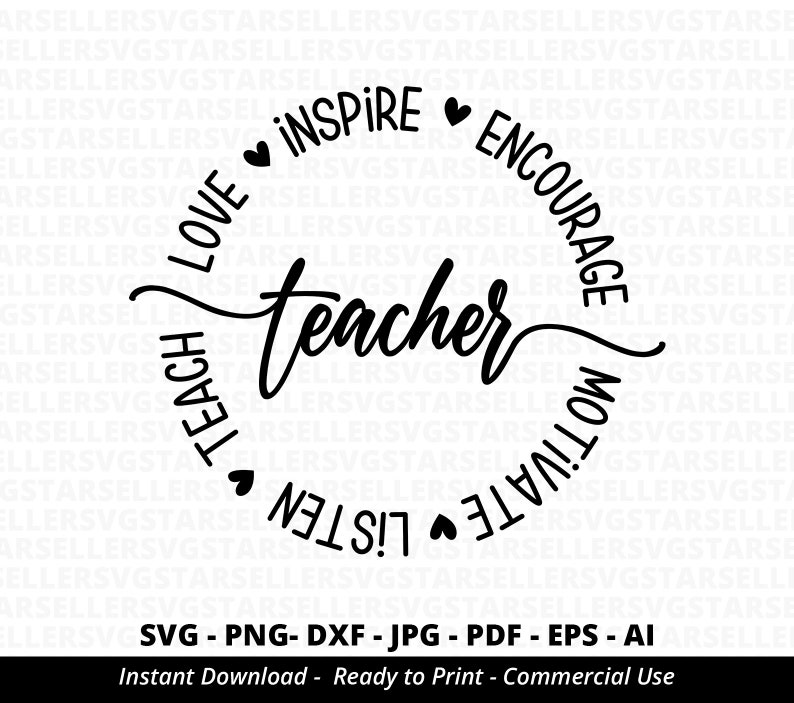 Teacher Svgteach Love Inspireteacher Life Svgmotivate - Etsy
