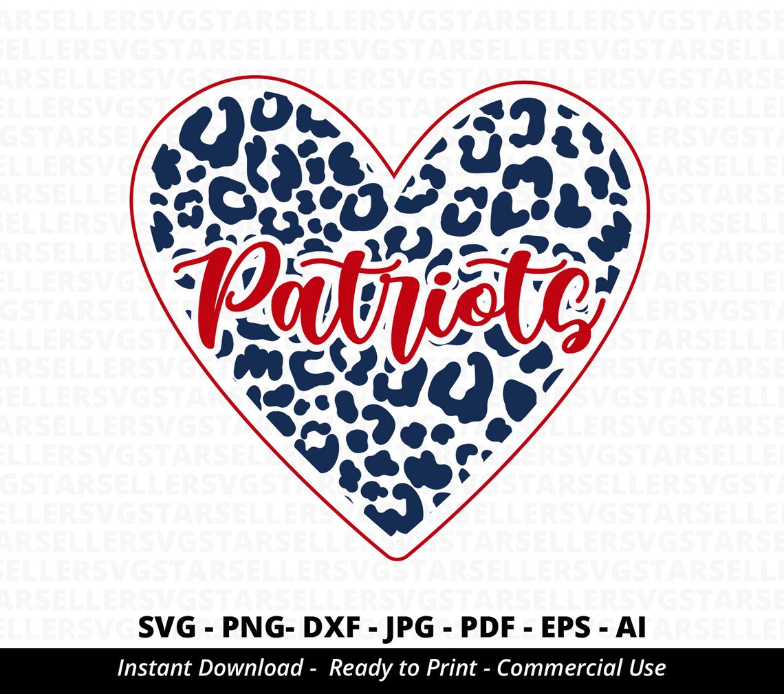 Patriots Heart Svgpatriots Cheer Svgschool Team Svgpatriots - Etsy