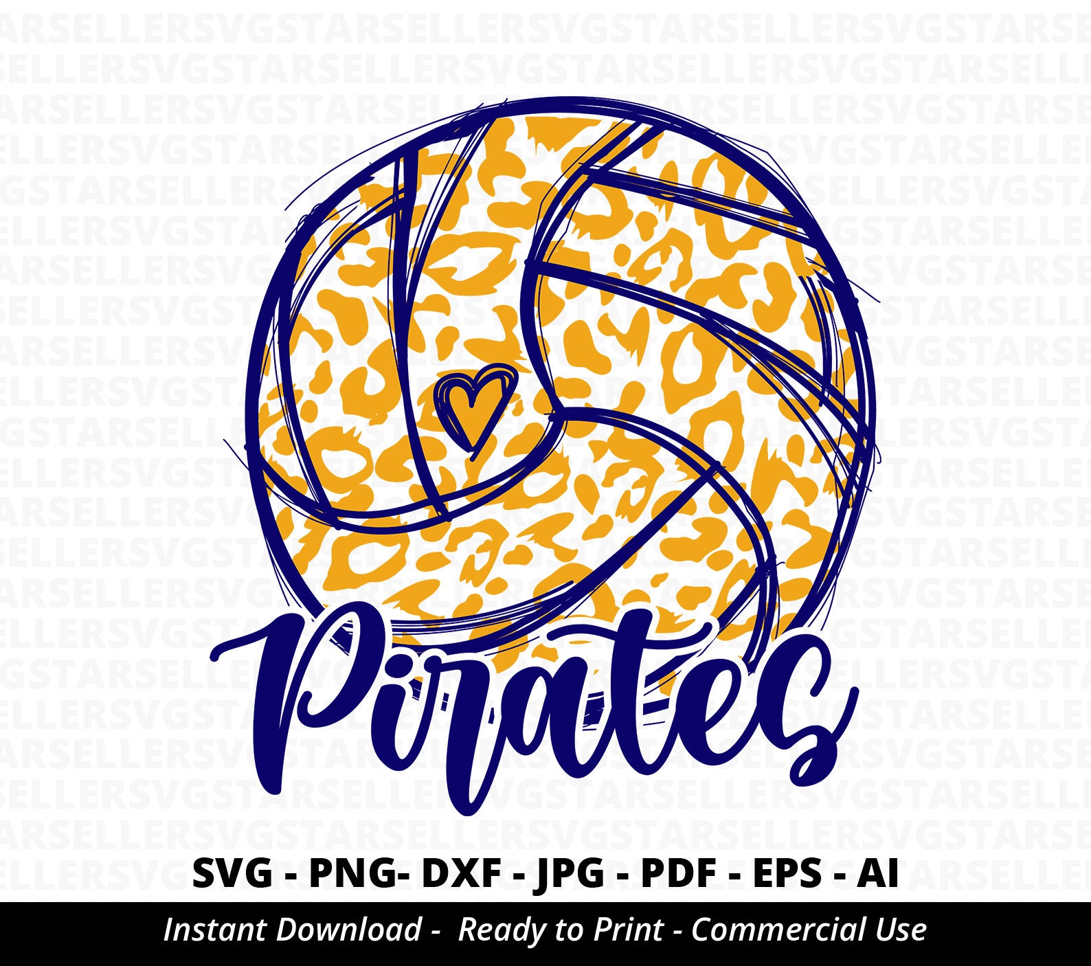Leopard Pirates Volleyball SVG, School Team Mascot (digital Download ...