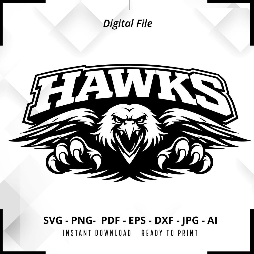 Fierce Hawks Face SVG | School Spirit Graphic (digital Cut File) - Etsy