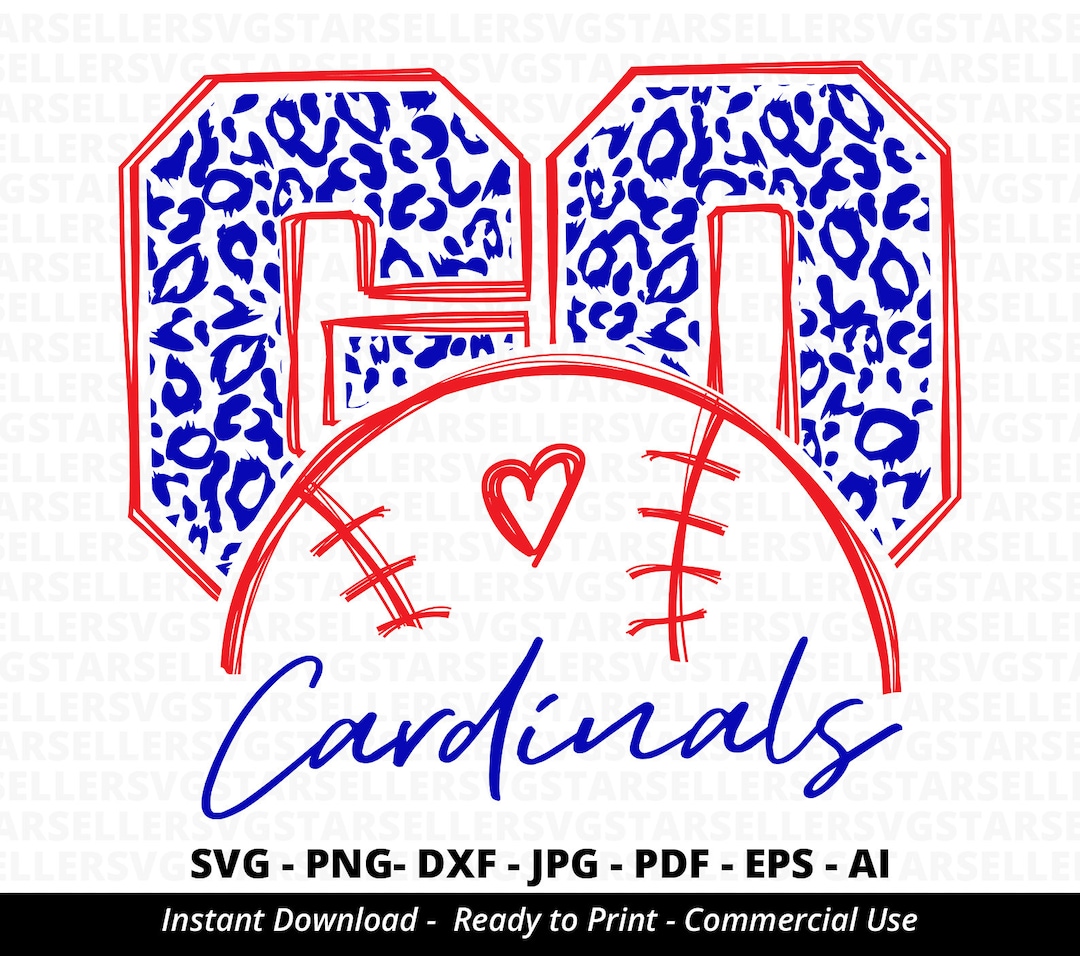 Leopard Go Cardinals SVG, Baseball Mascot (digital Files) - Etsy