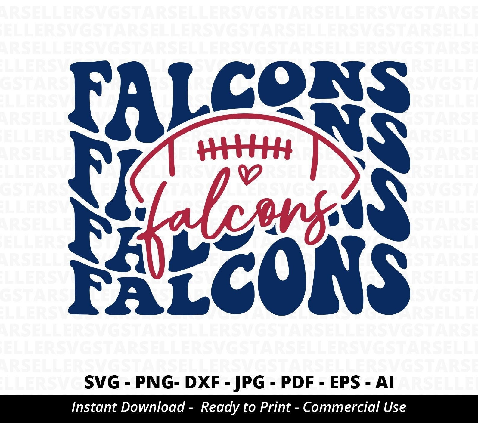 Falcons Football SVG, Mascot Cheer Design (digital Files) - Etsy