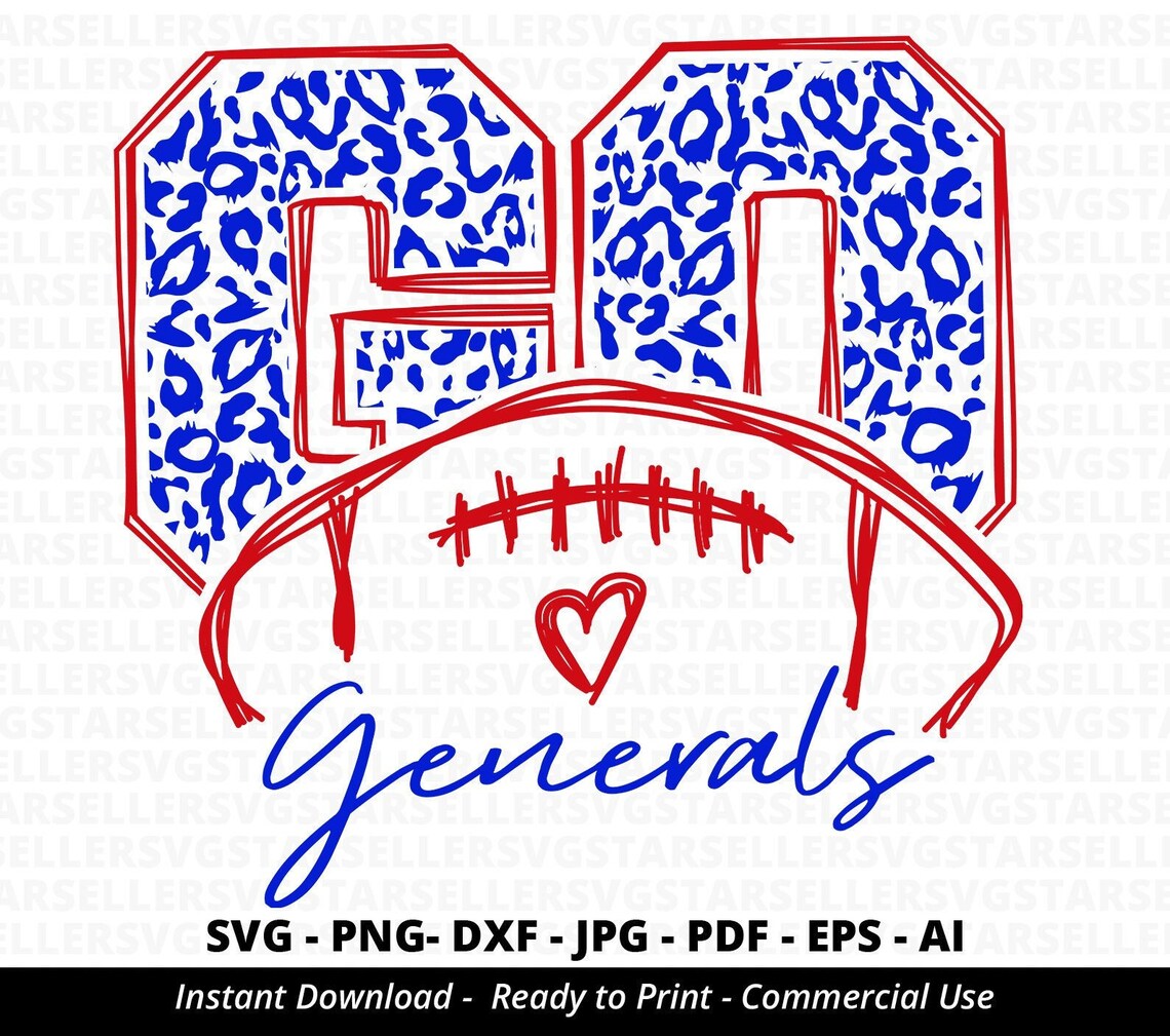 Go Generals Football Svggenerals Svggo Leopard Generals - Etsy