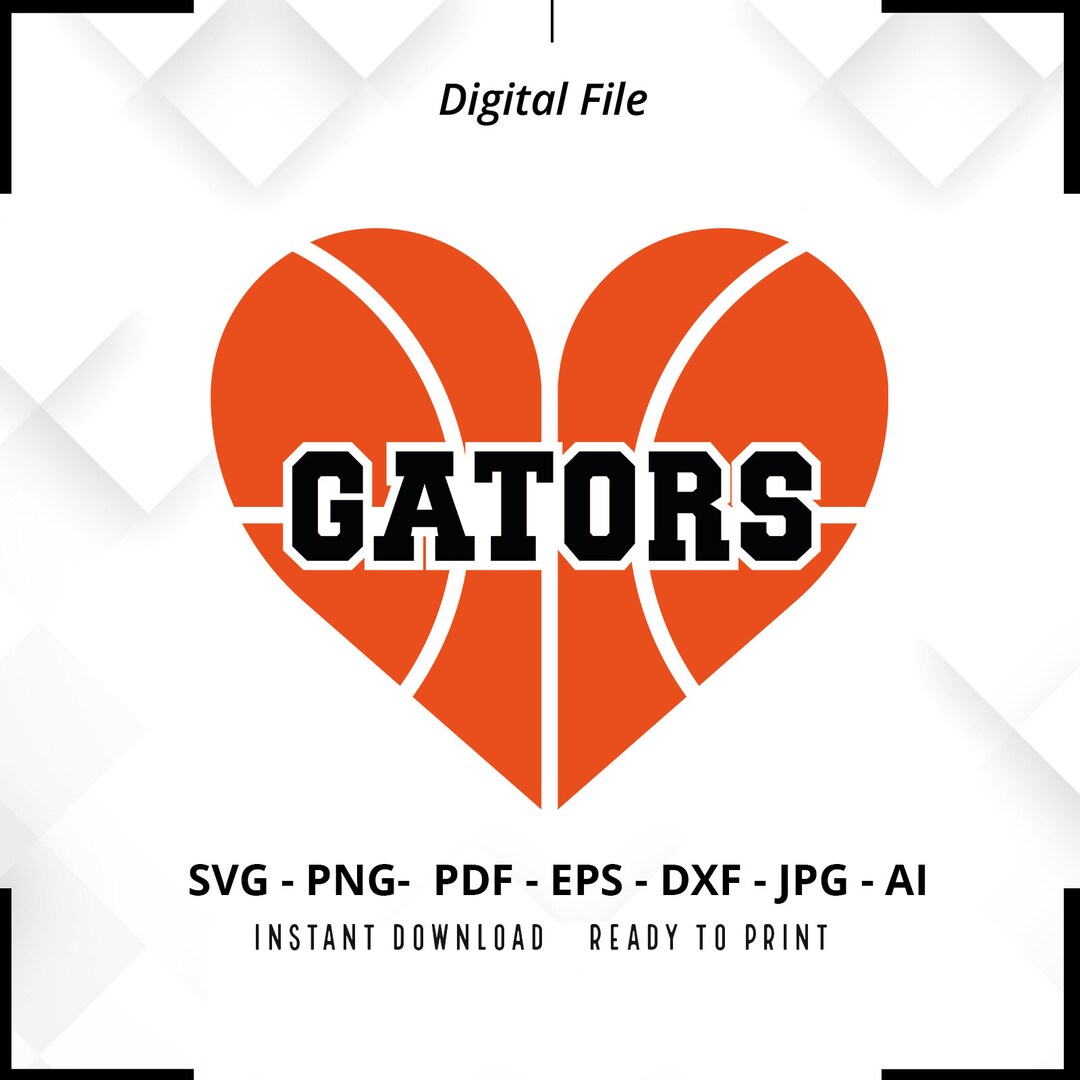 Gators Basketball Heart SVG PNG Gators Basketball Svg - Etsy