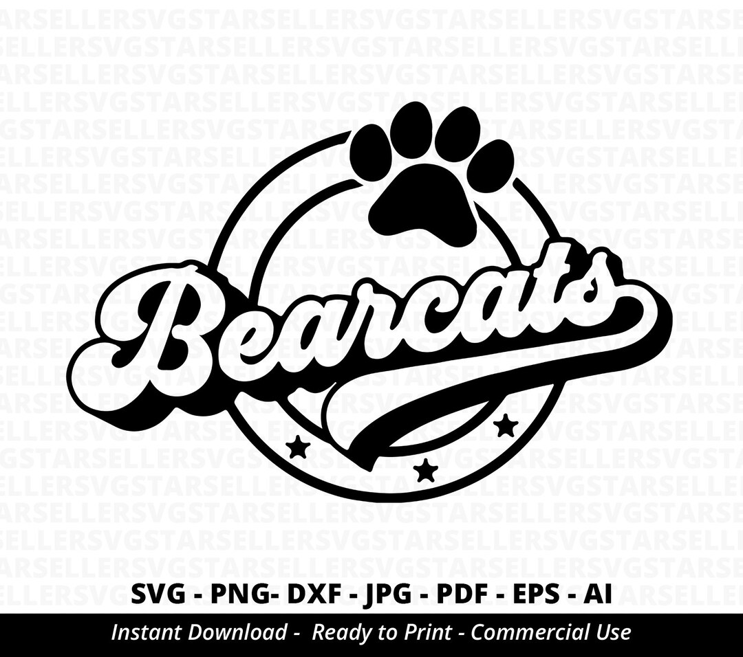 Bearcats SVG PNG, Bearcats Paw Svg, Bearcats Mascot Svg, Bearcats Cheer ...