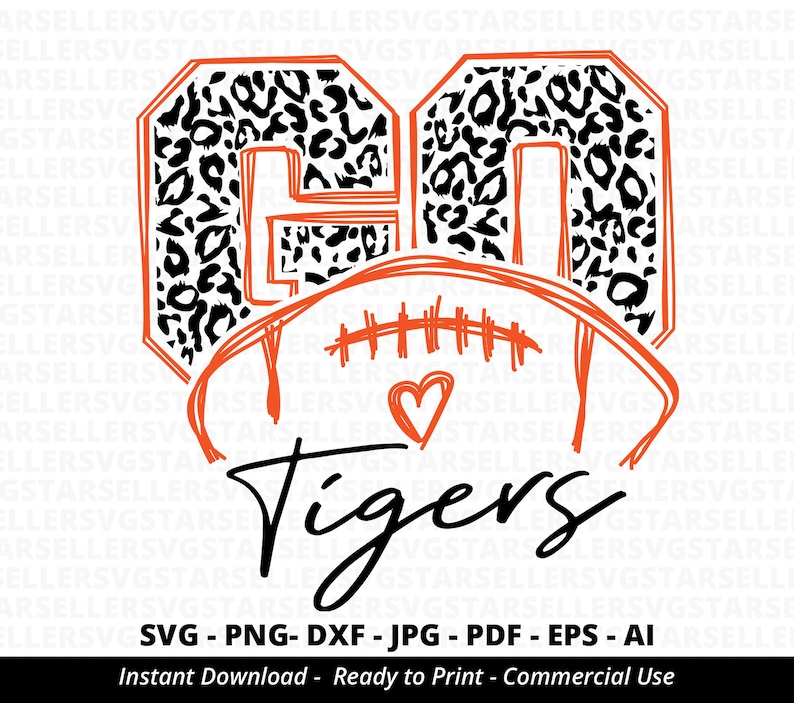 Go Tigers Football SVG PNG, Leopard Tigers Mascot SVG, School Spirit ...