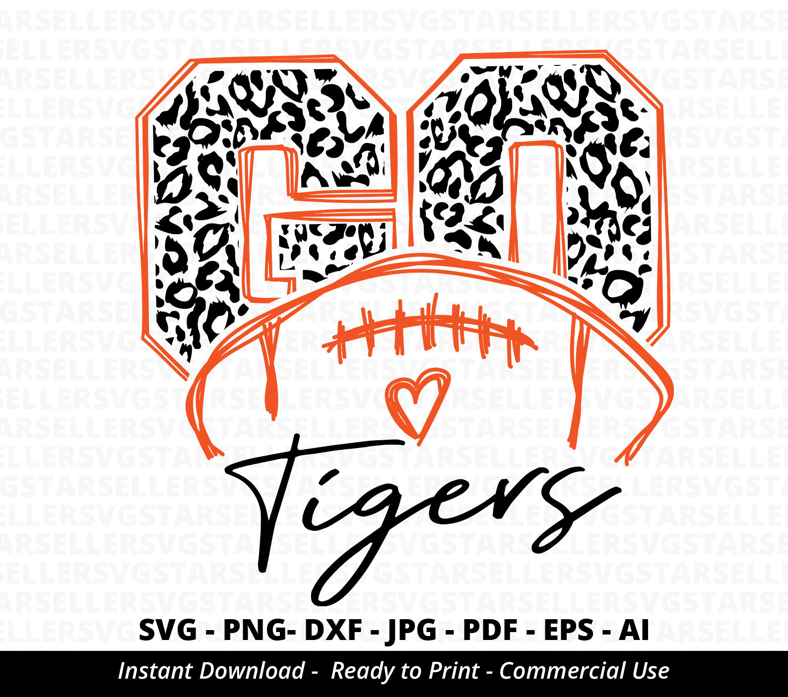 Go Tigers Football SVG PNG, Leopard Tigers Mascot SVG, School Spirit ...