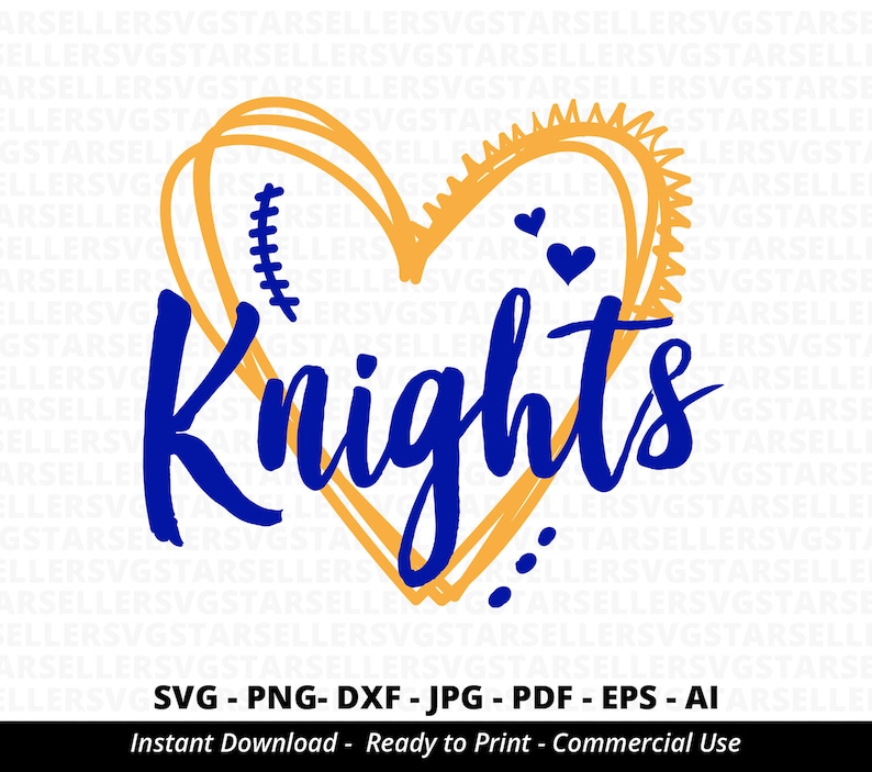Knights Heart Svgknights Svgknights Football Svgheart - Etsy