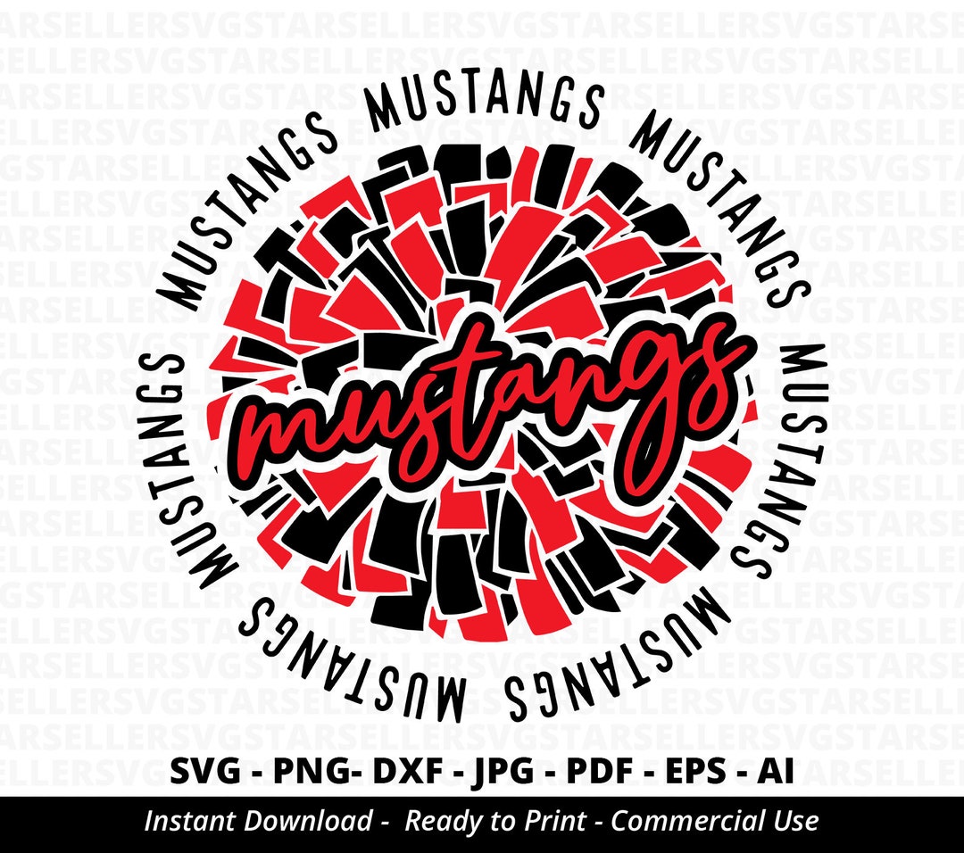 Mustangs Svg,mustangs Pom Pom Svg,mustangs Cheer Svg,mustangs ...