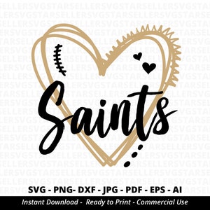 Saints Heart Svg,saints Svg,saints Football Svg,heart Designs Mascot Svg,saints Mascot Svg ...