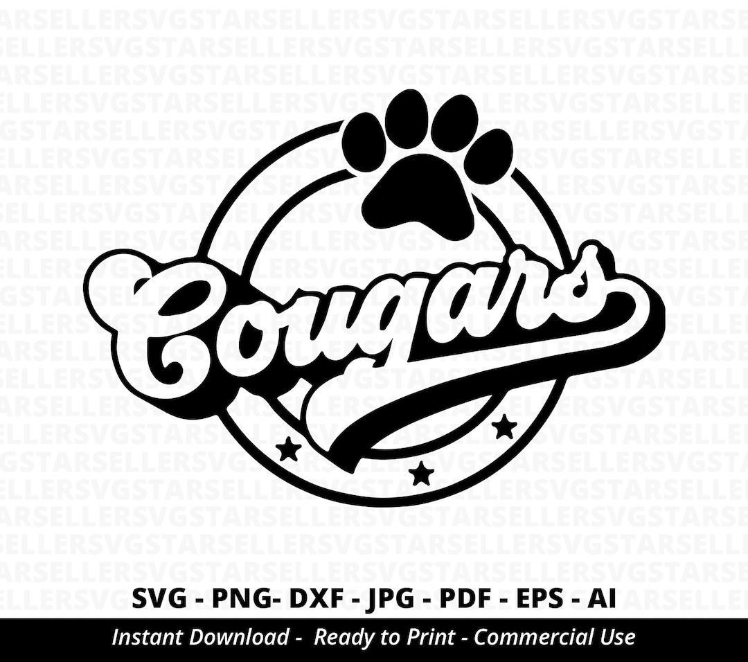 Cougars Mascot SVG, Cougars Paw Print, Retro Sport (digital Files) - Etsy