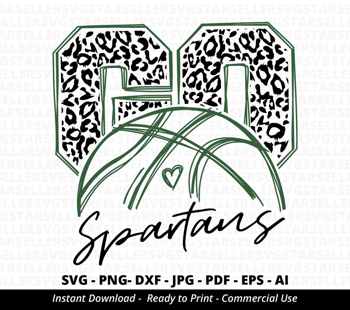 Go Spartans Basketball Svgleopard Go Spartans Svgbasketball - Etsy