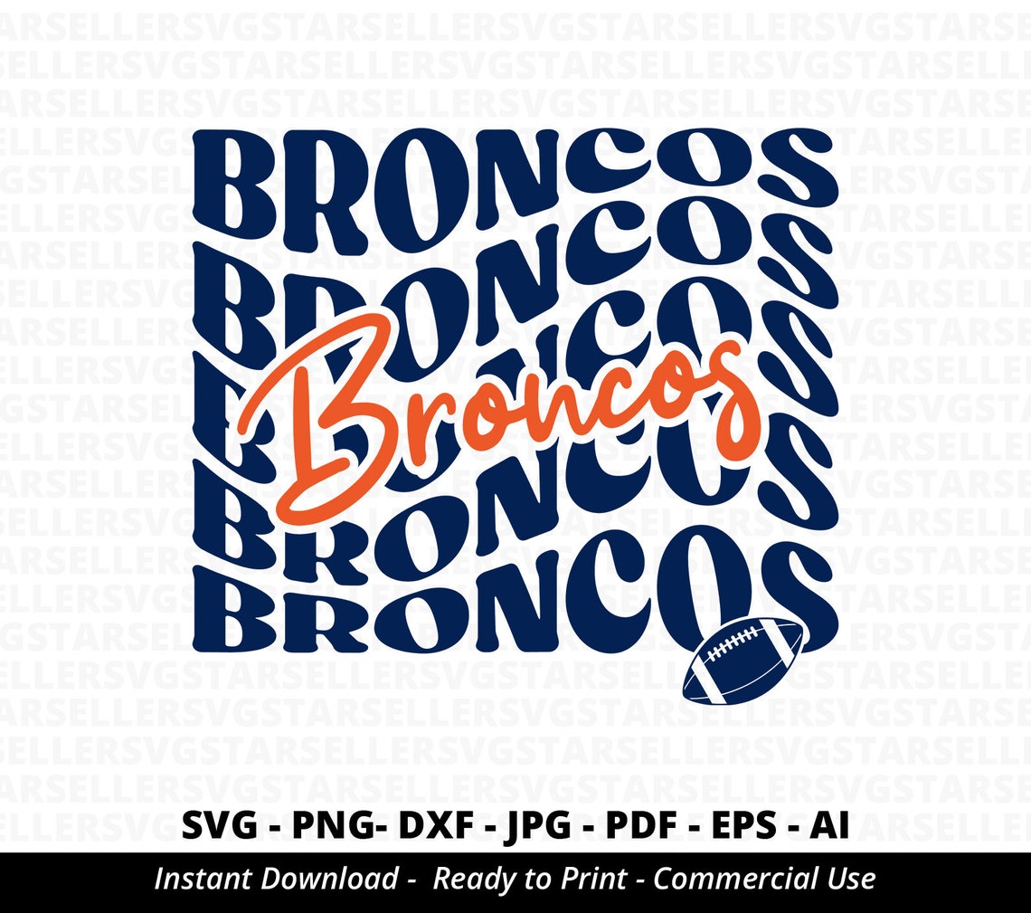 Broncos Svgstacked Broncos Svgbroncos Mascotbroncos - Etsy