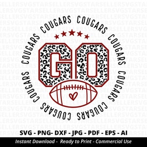 Go Cougars Football SVG PNG, Cougars Svg,leopard Go Cougars Svg,cougars ...