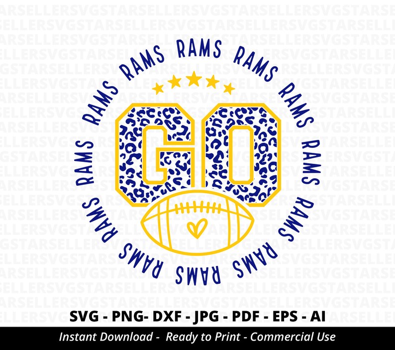 Go Rams Football SVG PNG, Rams Svg,leopard Go Rams Svg,rams Mascot Svg ...