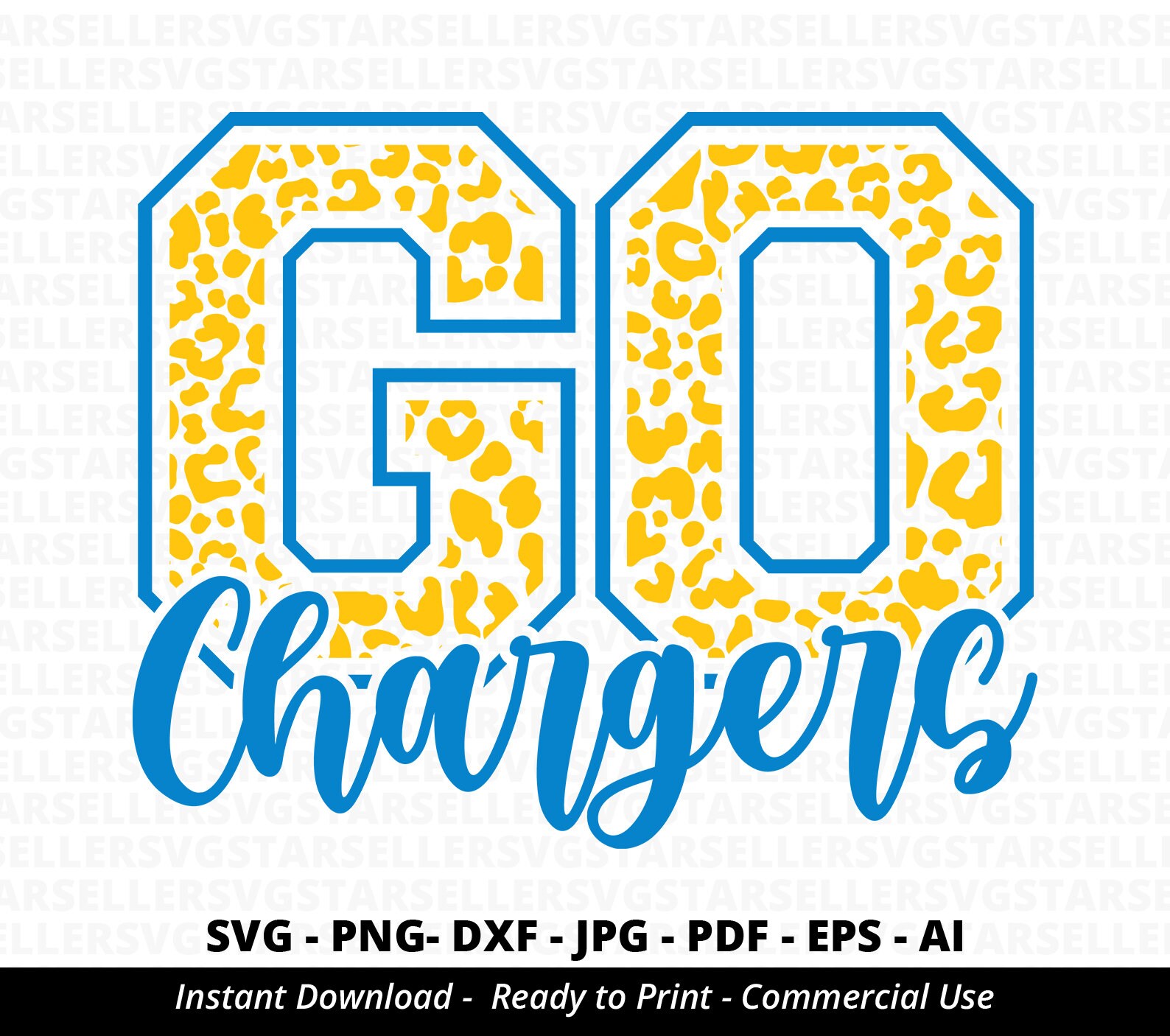 Leopard Go Chargers Svgchargers Cheer Svgchargers Mascot - Etsy