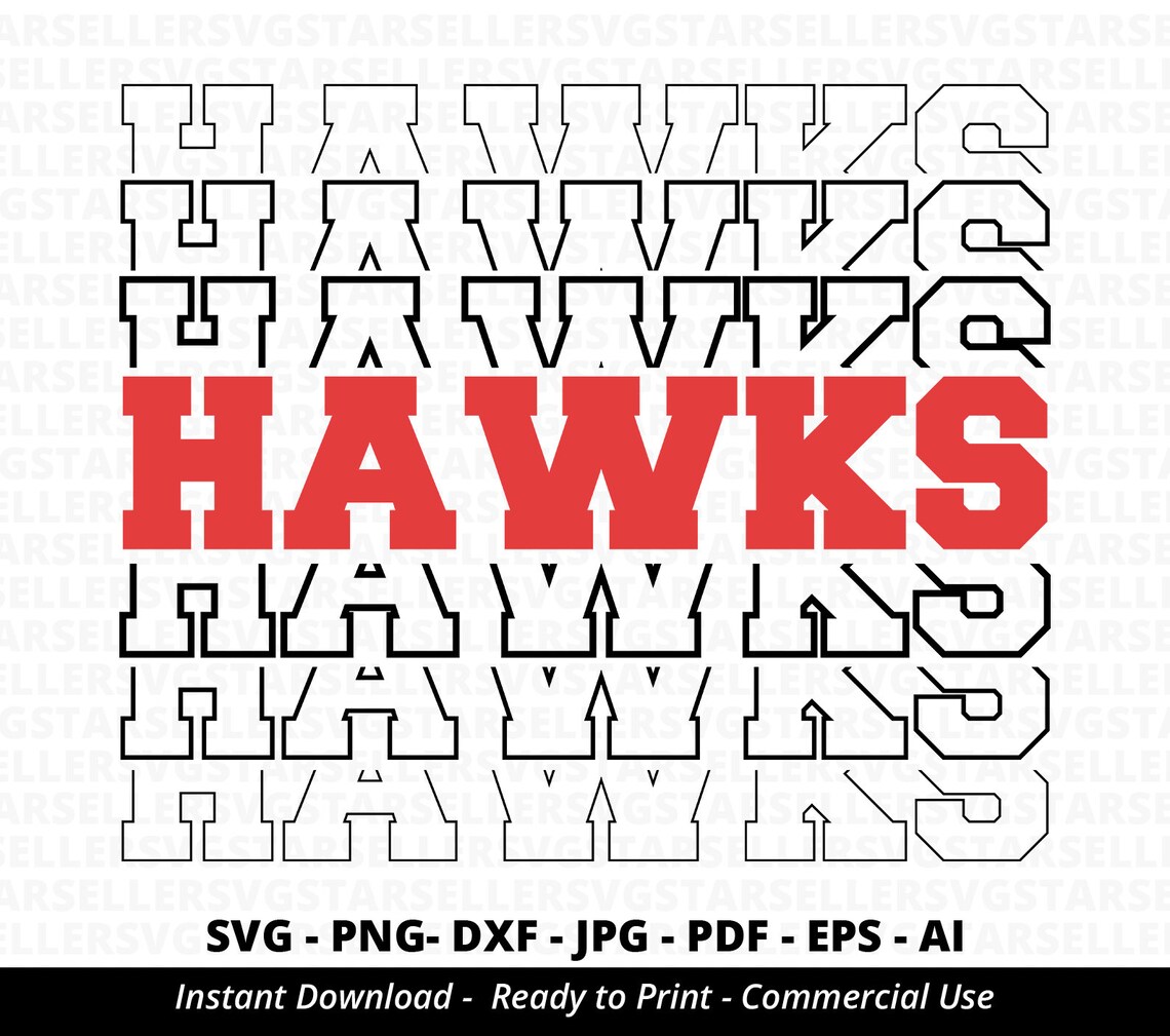 Hawks Svgstacked Hawks Svgteam Mascotschool Team Svgschool - Etsy