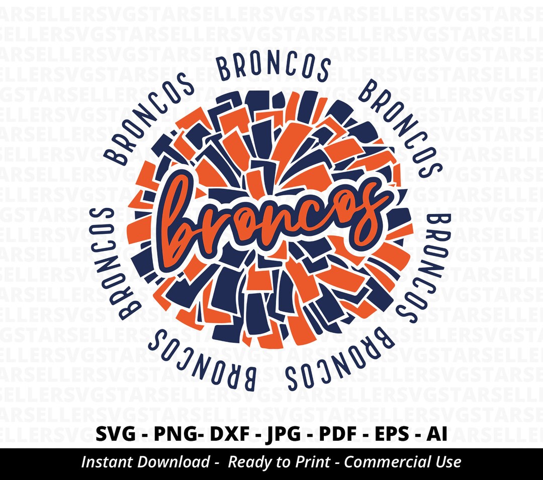 Broncos Pom Pom SVG, Cheerleader Mascot, Sport Pride (digital Download ...