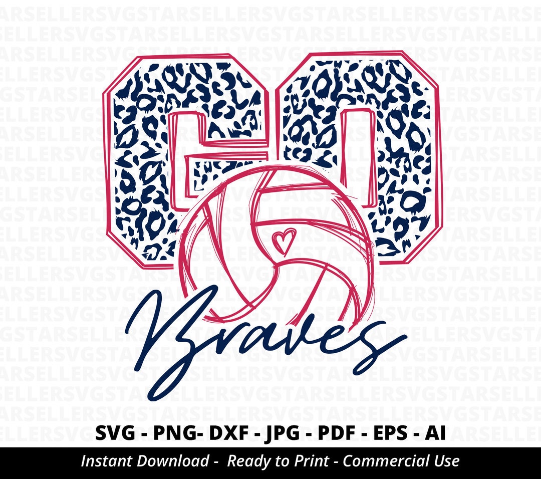 Go Braves Volleyball SVG, Leopard Print (digital Files) - Etsy