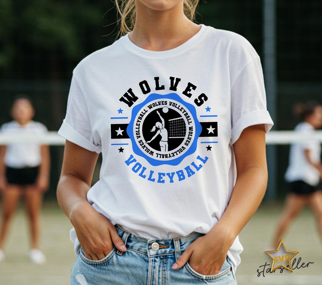 Wolves Volleyball SVG PNG Design, School Spirit Game Day Cheer Mom Sublimation for Wolves Mascot ...