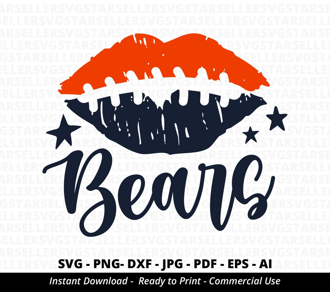Bears Football Lips Svgbears Svglips Football Svgbears - Etsy