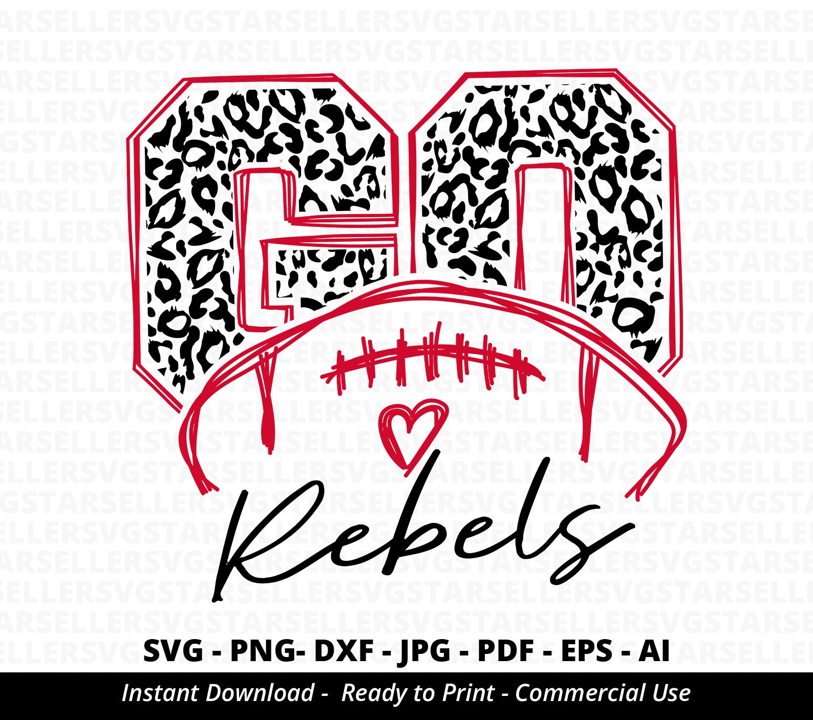Leopard Go Rebels Svgrebels Football Svgrebels Svgrebels - Etsy