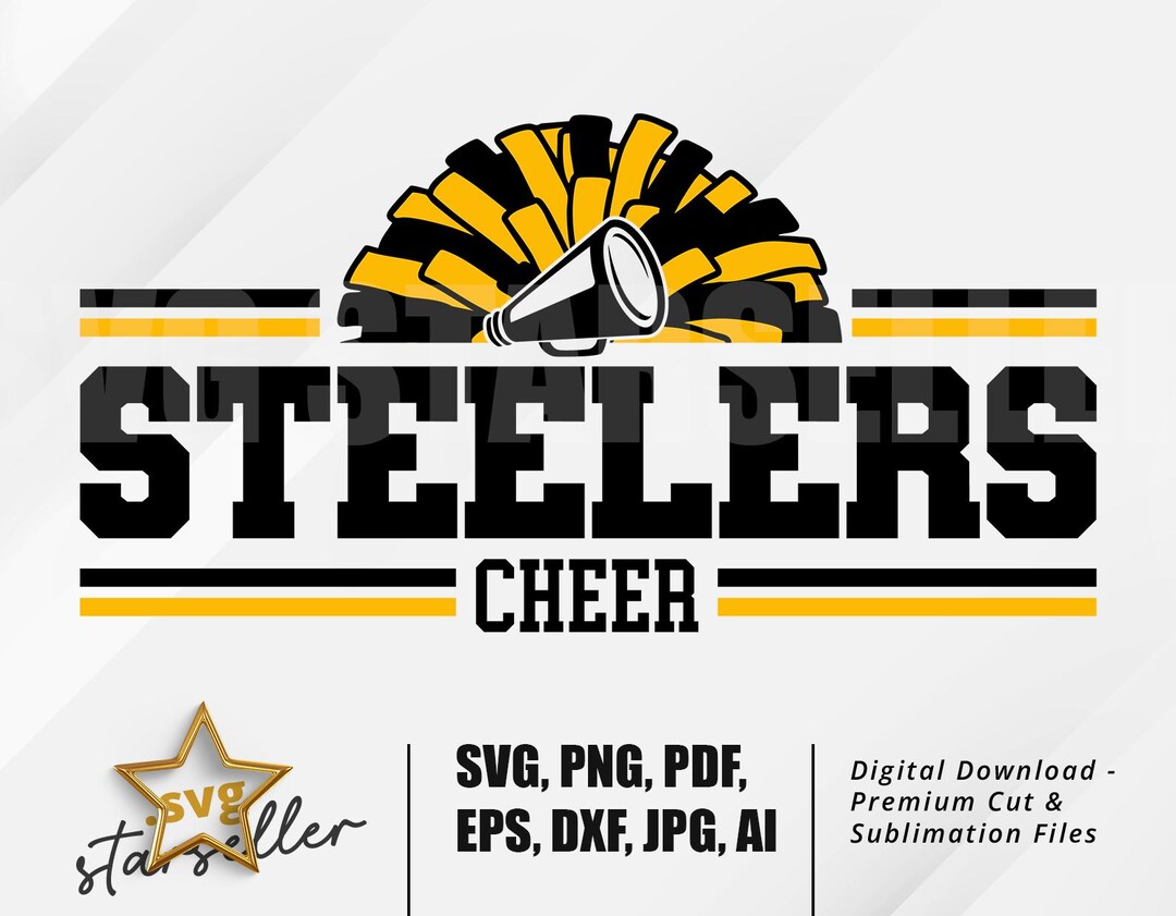 Steelers Cheer SVG PNG, Pom Pom Mascot Mom Pride Cut File, Steelers ...