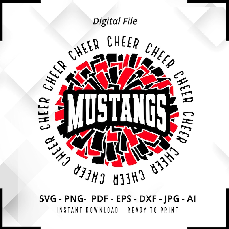 Mustangs Cheer SVG PNG, Pom Pom Mascot Design (digital File) - Etsy