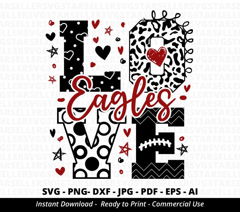 Love Eagles SVG, Mascot Cheer Design (digital Download) - Etsy