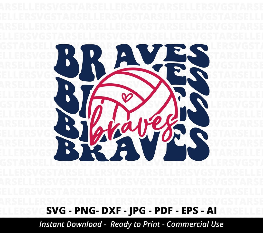 Braves Volleyball SVG PNG, Braves Svg,stacked Braves Svg,braves Mascot ...