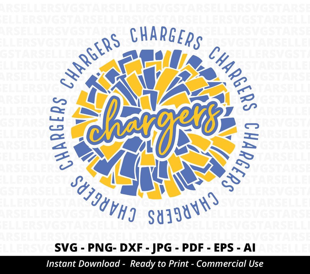 Chargers Pom Pom SVG, Cheerleader, Mascot (digital Download) - Etsy