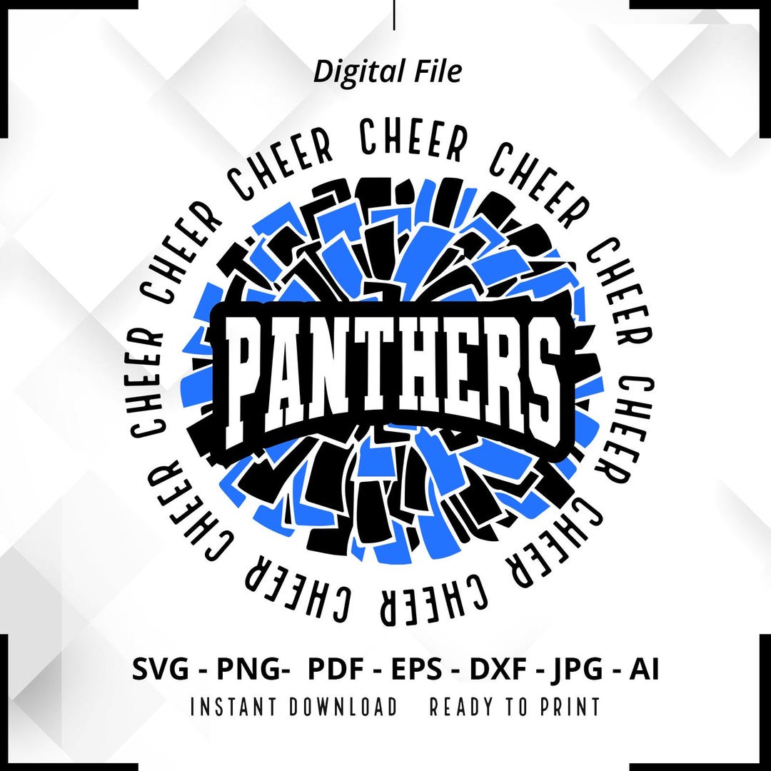 Panthers Cheer SVG PNG, Panthers Svg, Panthers Pom Pom Svg, Panthers ...