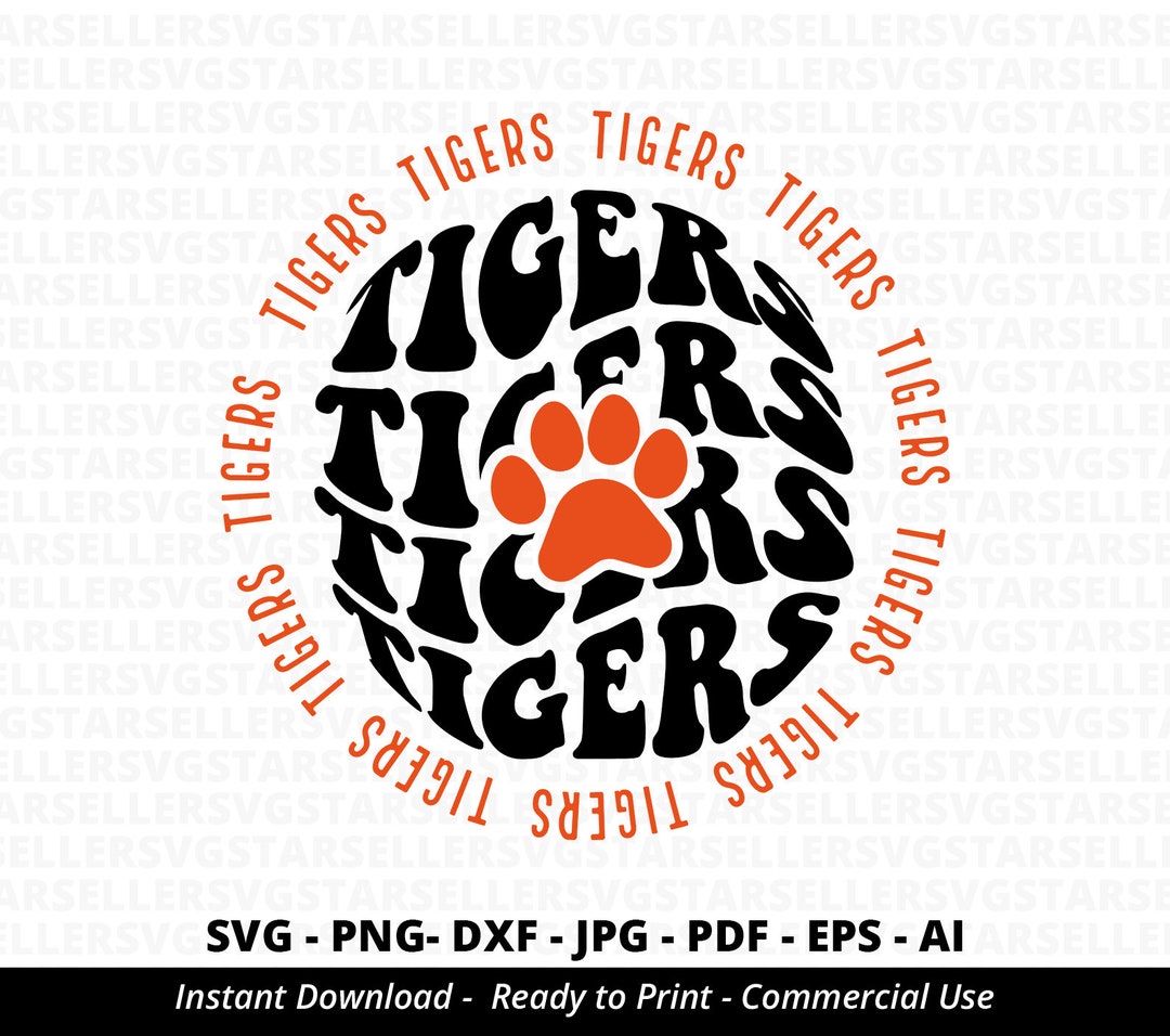 Tigers Paw SVG PNG, Tigers Svg,stacked Tigers Paw Svg,tigers Cheer Svg,tigers Mascot Svg,tigers ...