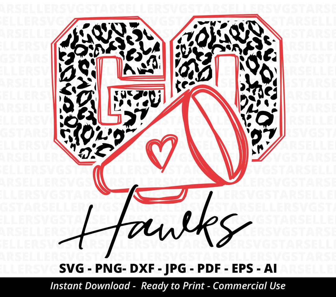 Leopard Go Hawks Svg,go Hawks Svg,hawks Mascot Svg,cheer Little Mom ...