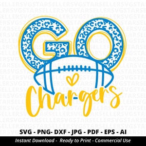 Go Chargers Football SVG PNG, Chargers Svg,leopard Go Chargers Svg ...