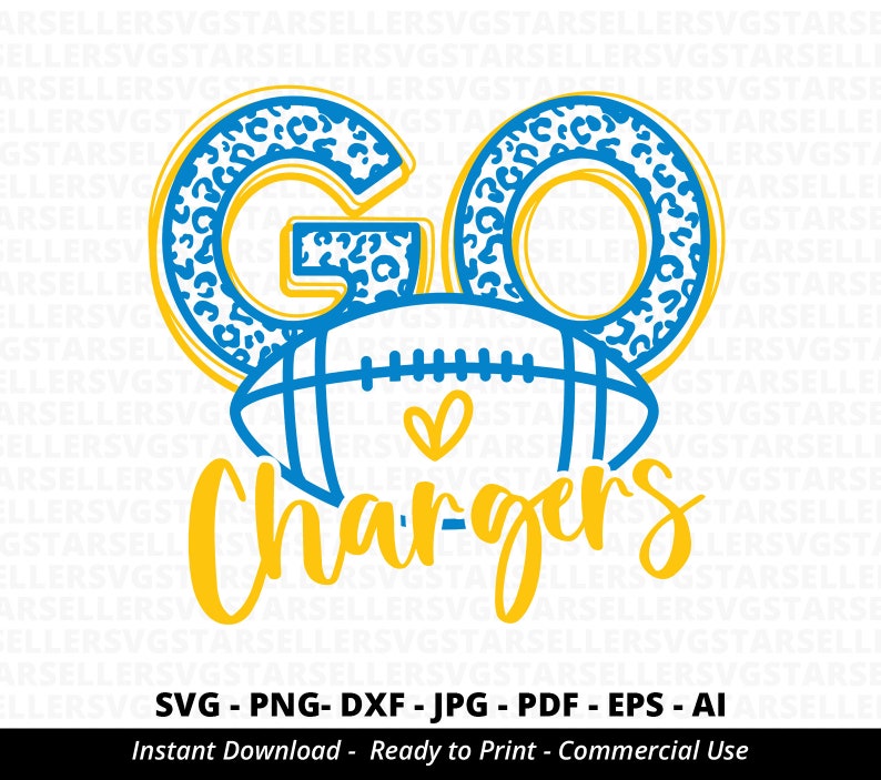 Go Chargers Football SVG PNG Chargers Svgleopard Go Chargers - Etsy