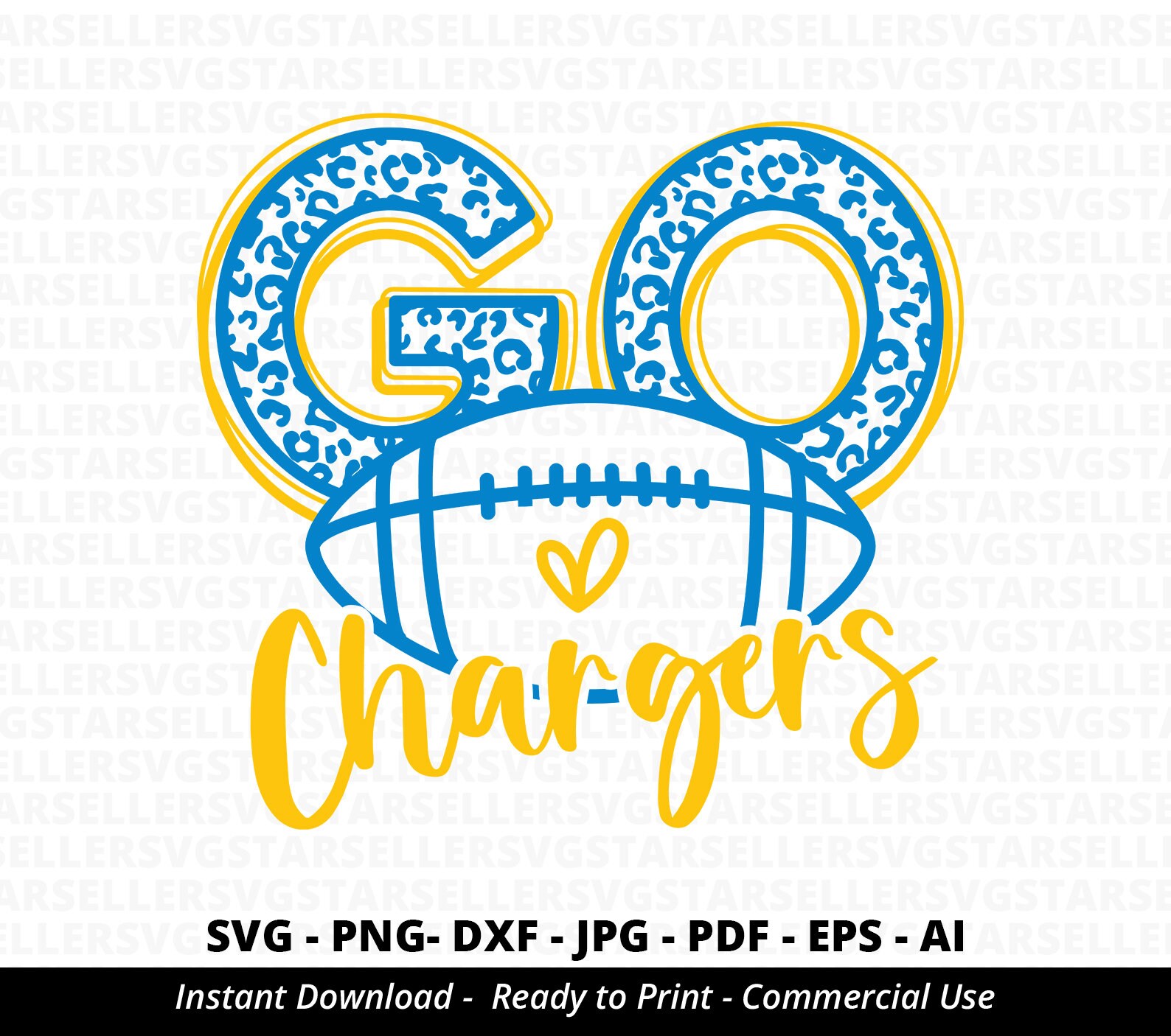 Go Chargers Football SVG PNG Chargers Svgleopard Go Chargers - Etsy