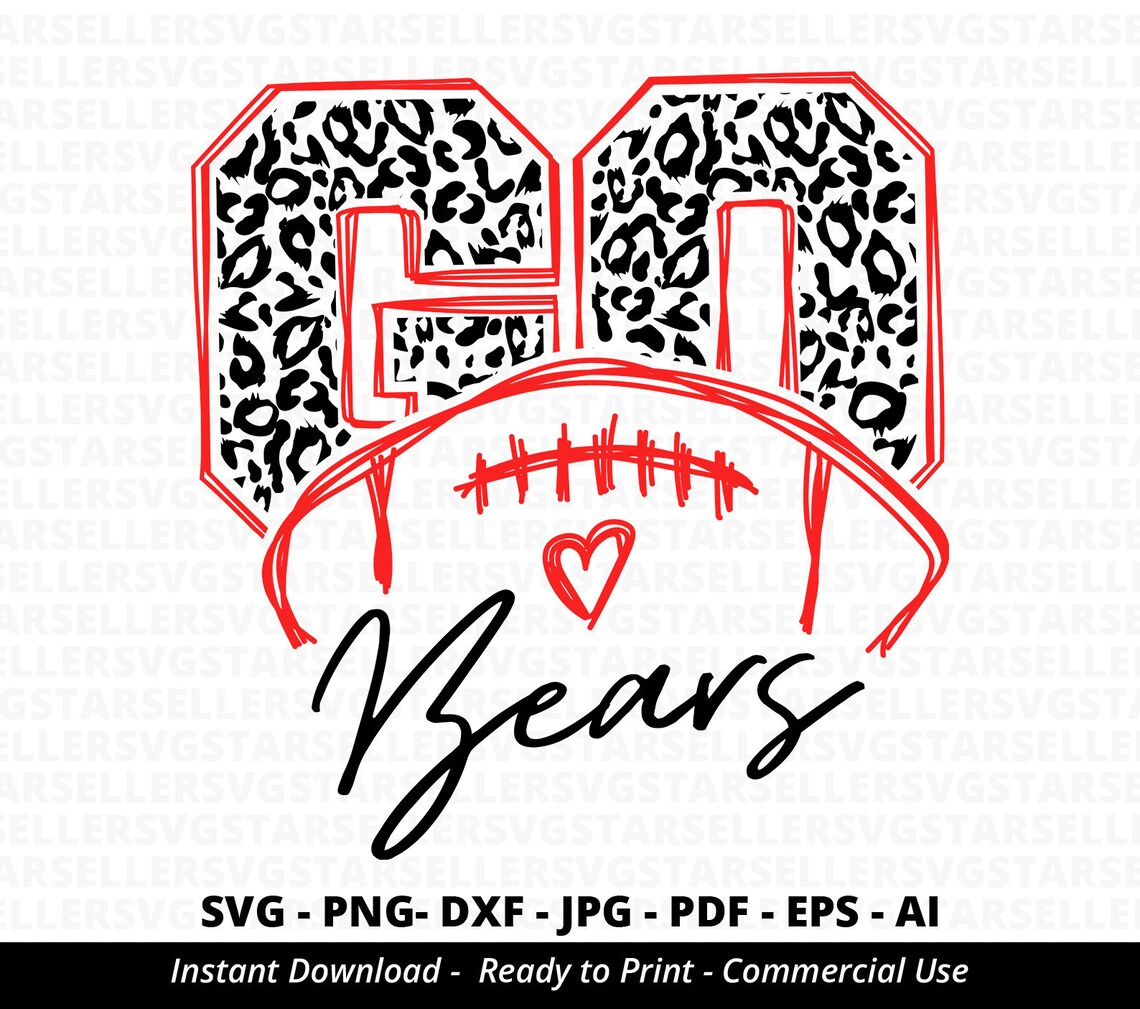 Go Bears Football Svgbears Svgleopard Go Bears Svgbears - Etsy