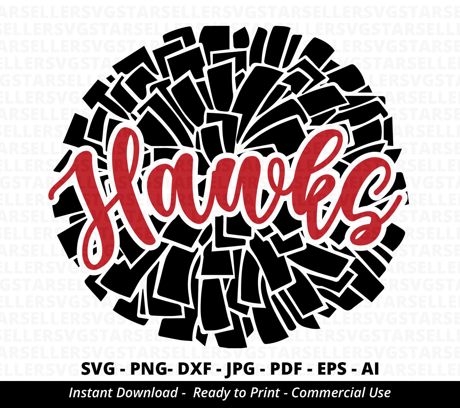 Hawks Svgpom Pom Svghawks Cheer Svgcheerleader Svghawks - Etsy