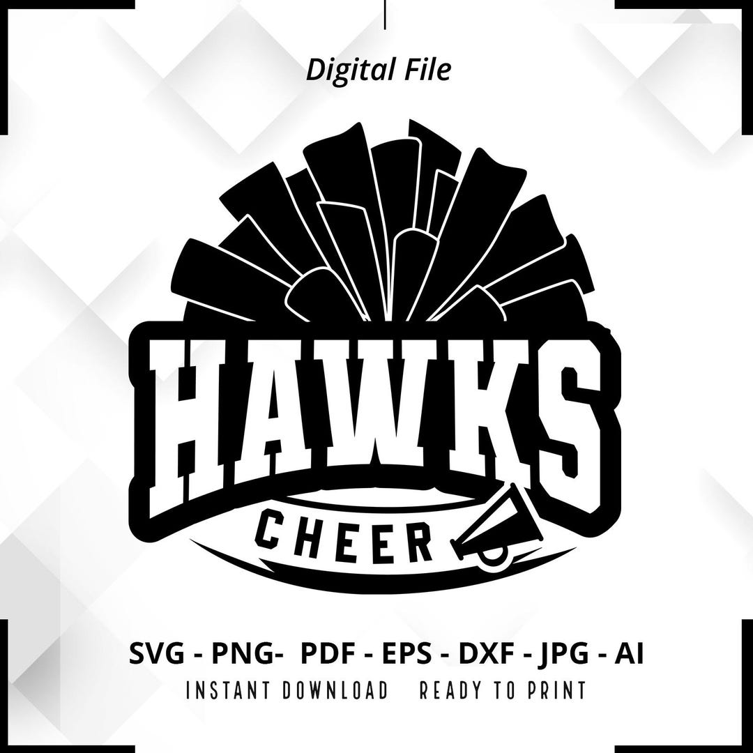 Hawks SVG PNG, Hawks Cheer Svg, Hawks Pom Pom Svg, Hawks Cheerleader ...
