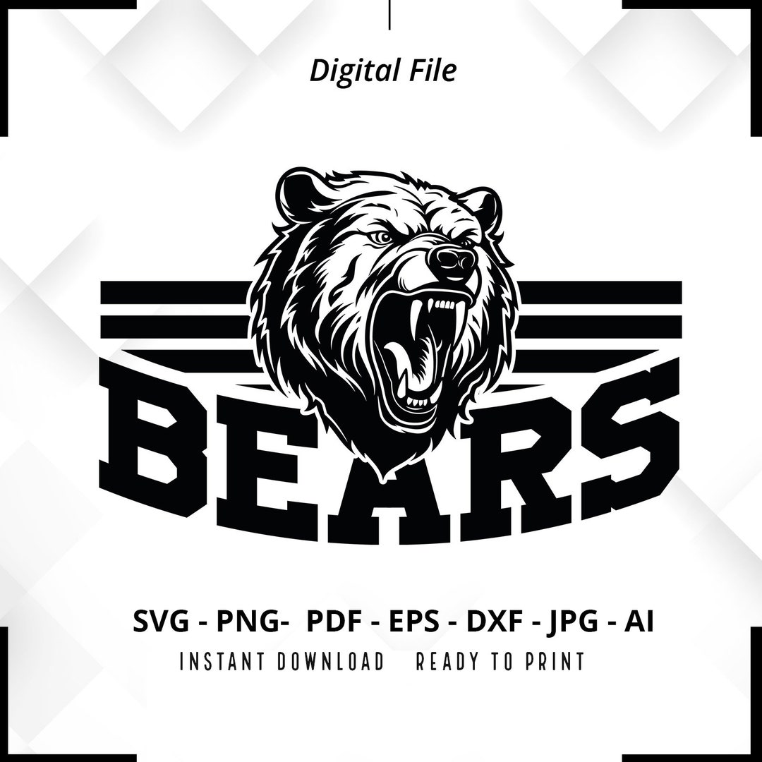 Bears SVG PNG , Bear Svg, Bears Face Svg, Bears Mascot Svg, Bears Mom ...