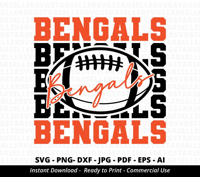 Bengals Svg,stacked Bengals Svg,team Mascot,bengals Mascot,school Team ...