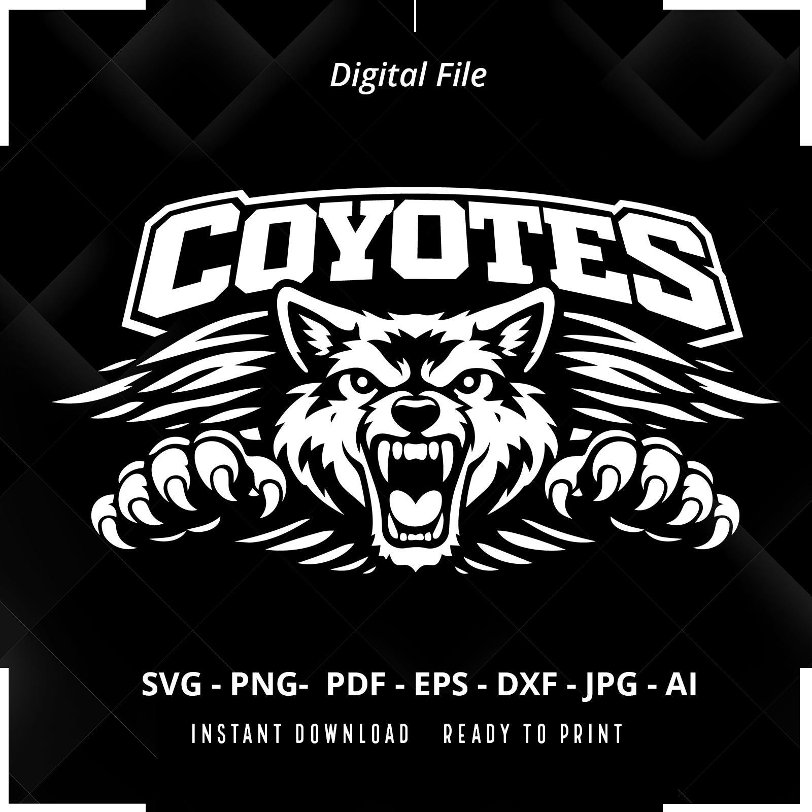 Fierce Coyote Face SVG | School Spirit Team Design (digital Cut File ...
